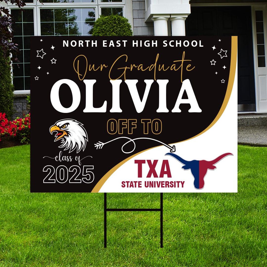 Personalized College Bound Yard Sign, College Logo Sign, Class of 2025 ...