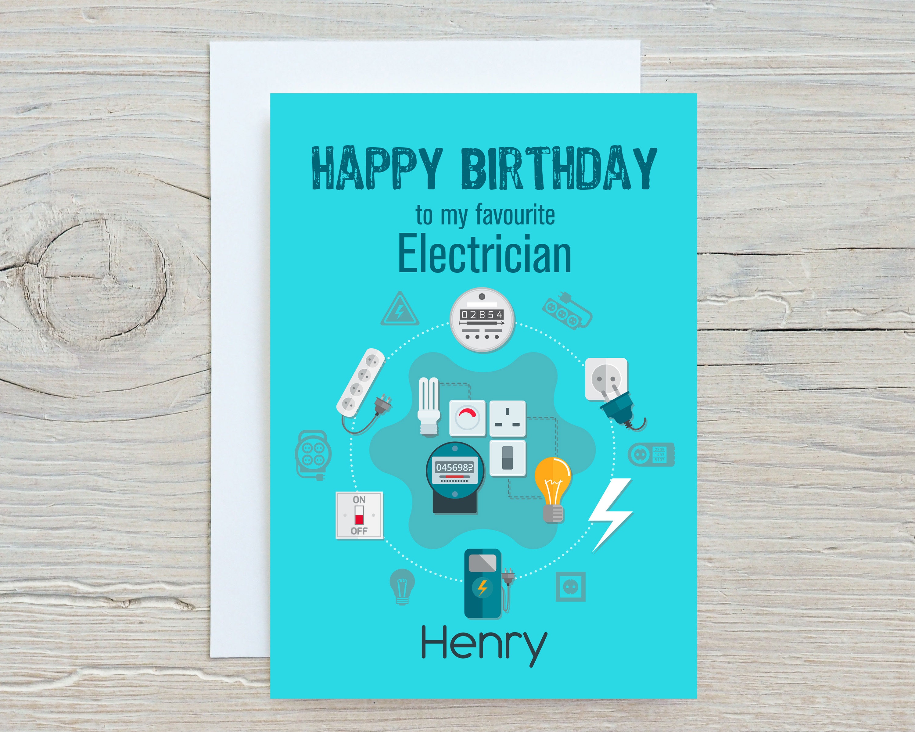 Personalised Happy Birthday Card To My Favorite Electrician | Etsy