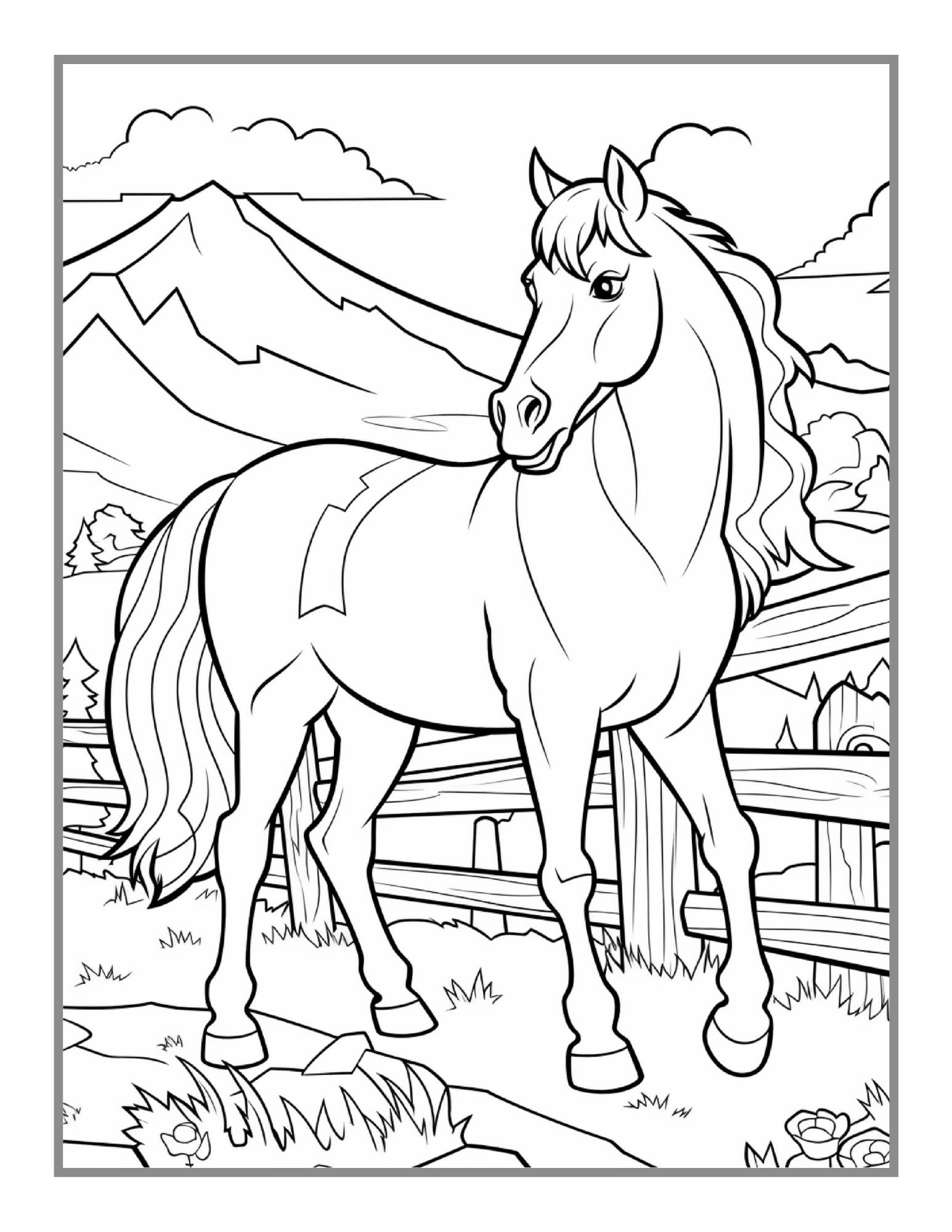50 Pages Horse Coloring Book Gift for Adults Kids Men Women Kids Boys ...