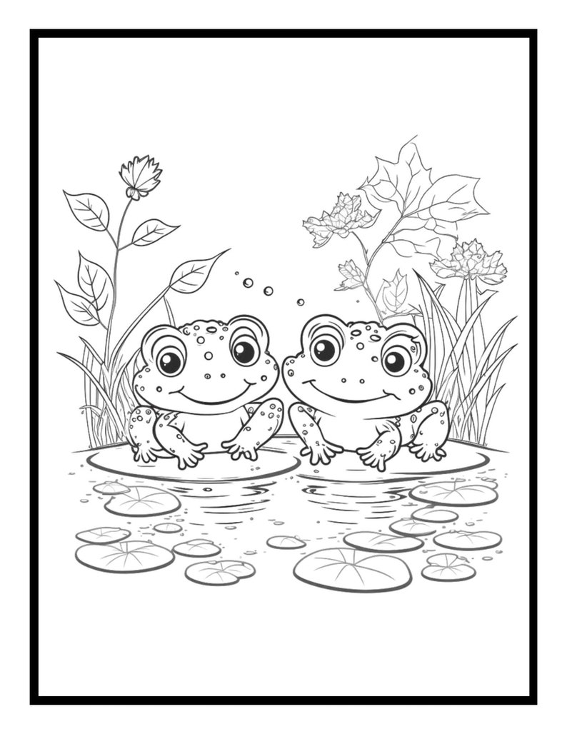 Cute Toad Coloring Book Frog Coloring Book for Adult and Kids Animal ...