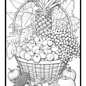 Fruit Coloring Book for Adults Kids Boys Girls 50 Pages Tropical Fruits ...