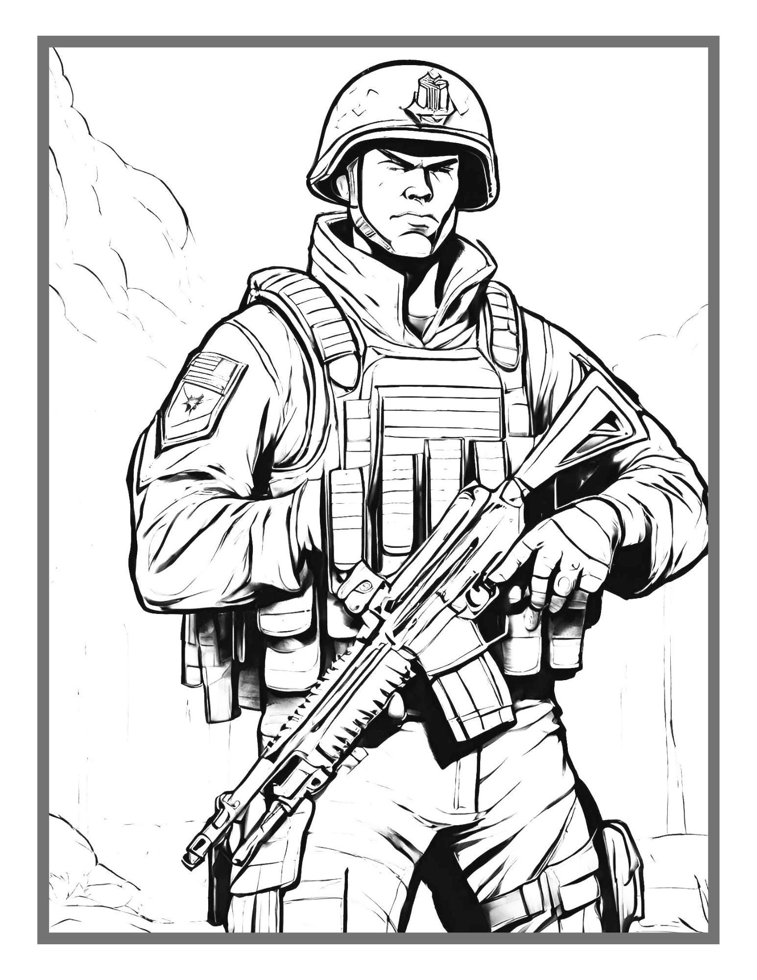 Military Army Soldier Coloring Book for Kids Military Coloring Pages ...
