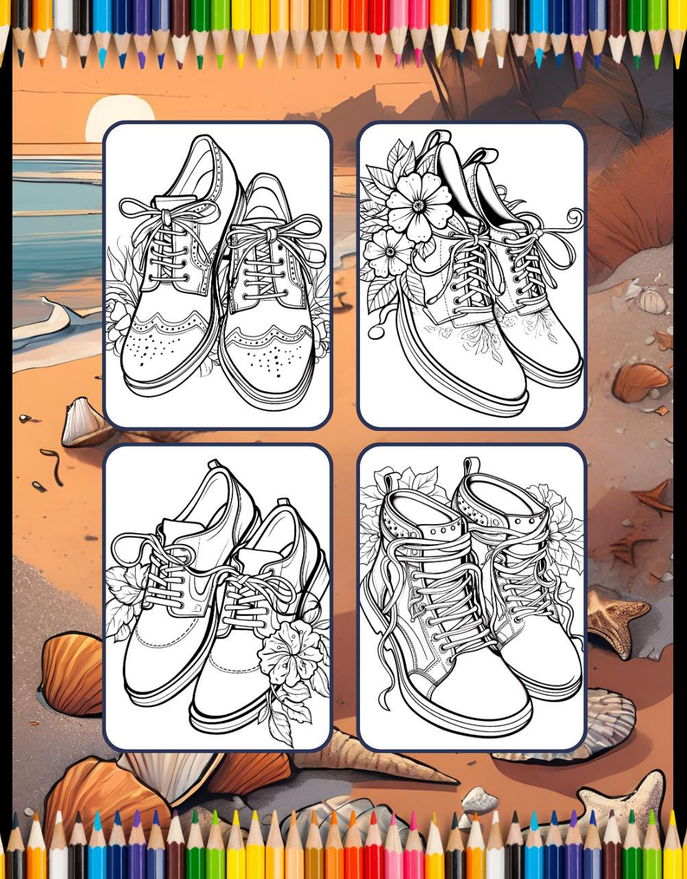 50 Pages Fashion Shoes Coloring Book Gift for Adults Kids Men Women ...