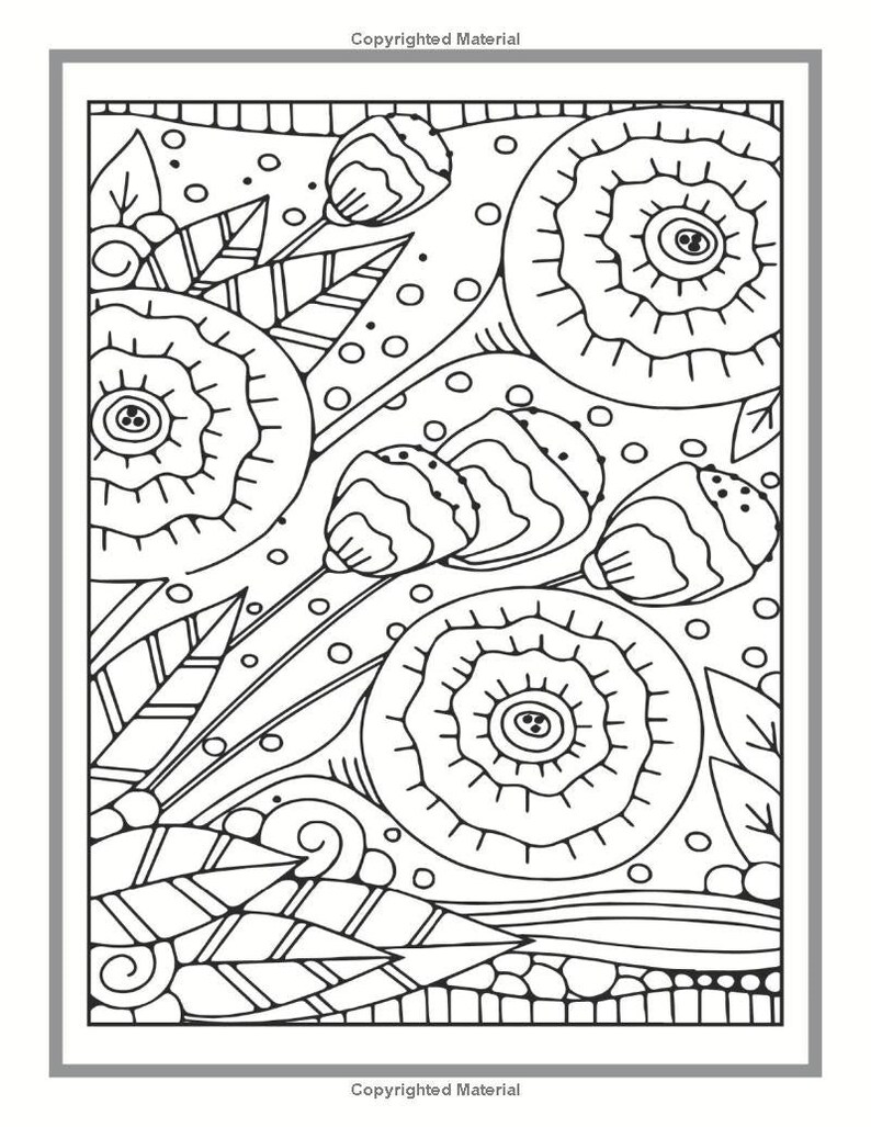 50 Pages Floral Zentangle Coloring Book Mandala Art Floral Coloring ...
