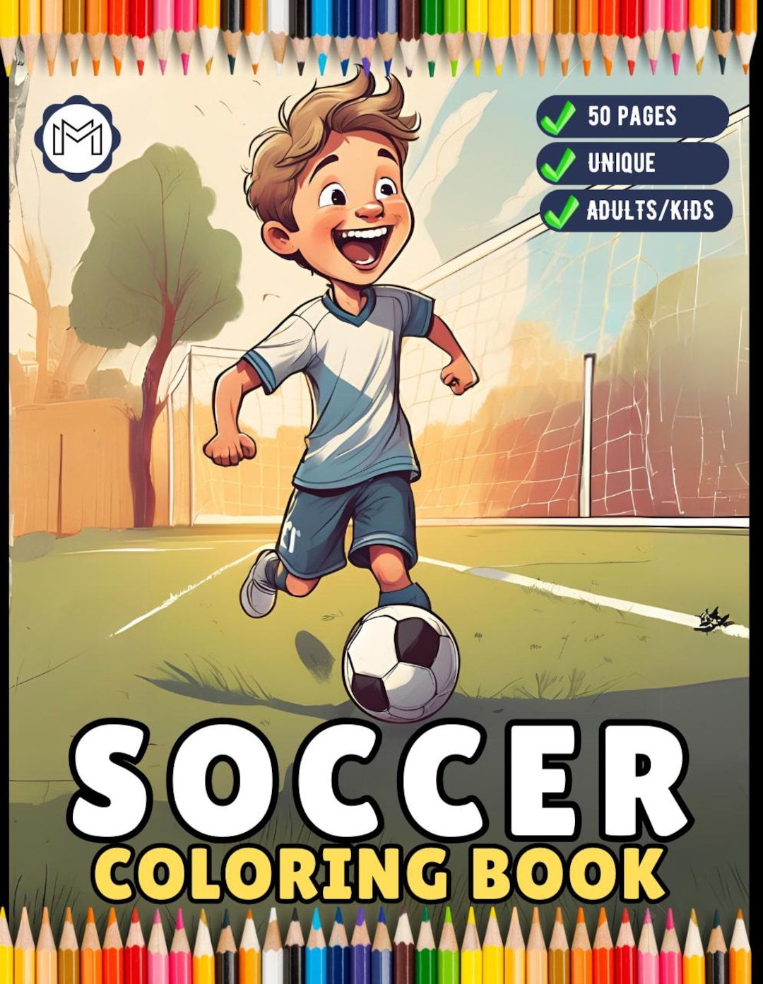 50 Pages Soccer Football Player Coloring Book Holiday Birthday Gift for ...