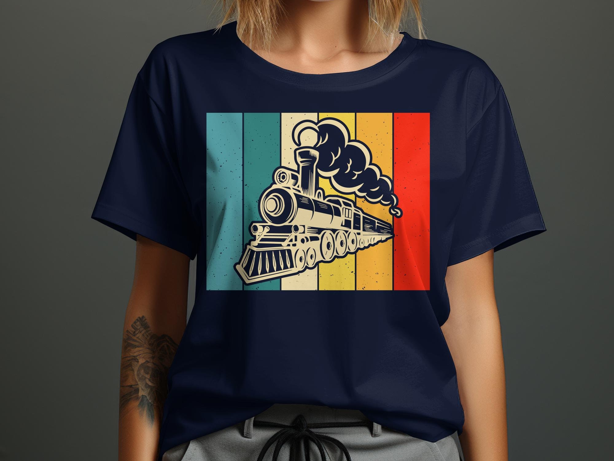 Retro Train Locomotive Tshirt for Men Women, Ladies & Youth Train Lover ...
