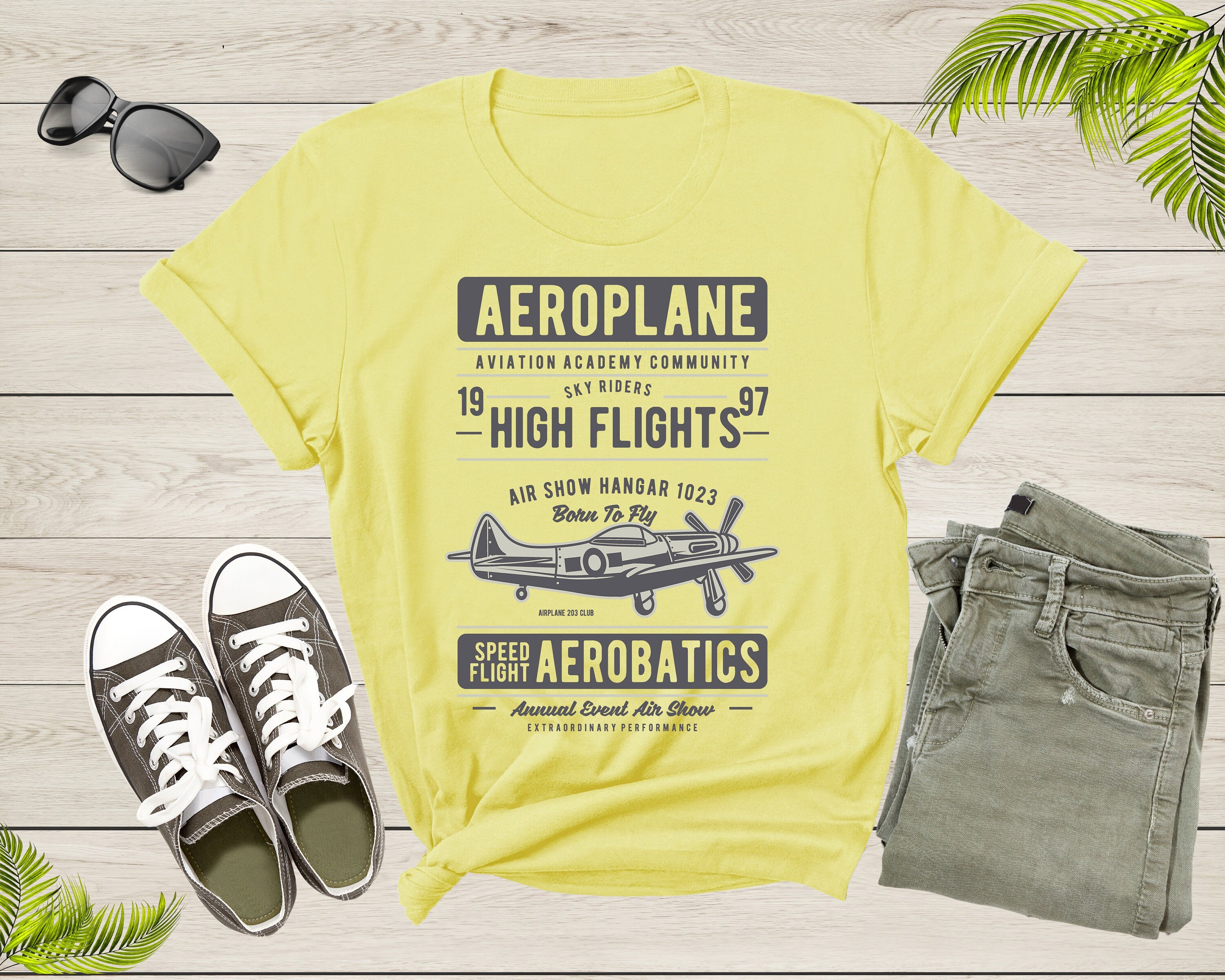 Aeroplane Airplane Aviation Sky Riders Aerobatics Plane Fly T-shirt ...