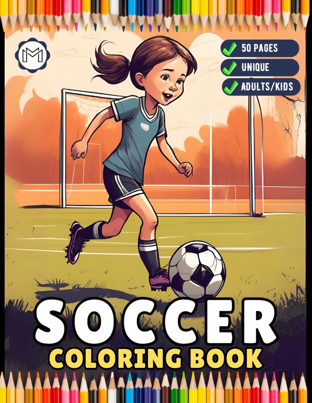 50 Pages Soccer Football Player Coloring Book Holiday Birthday Gift for ...