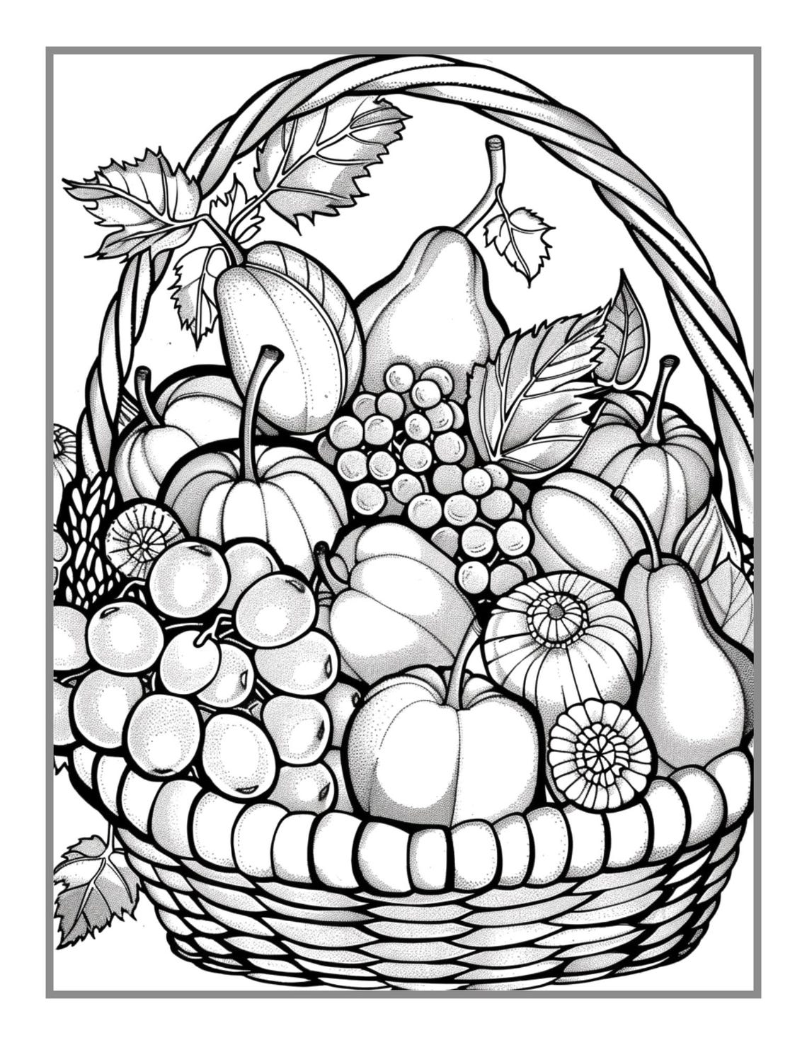 50 Pages Fruit Vegetable Coloring Book for Adults Kids Men Women Kids ...