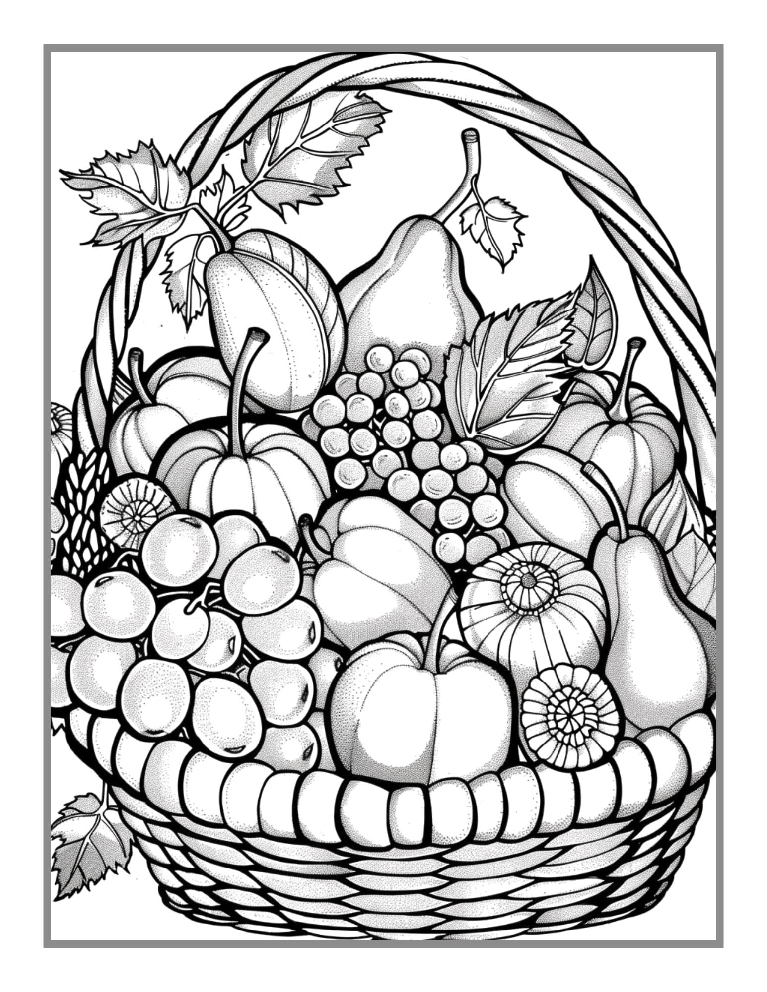 50 Pages Fruit Vegetable Coloring Book for Adults Kids Men Women Kids ...