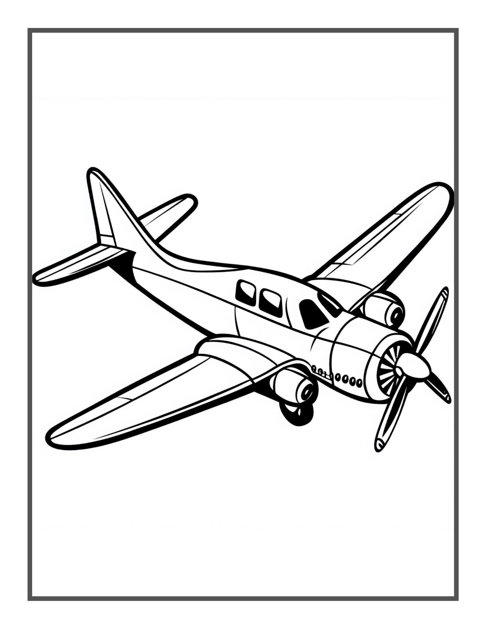 50 Pages Cute Airplane Coloring Book Gift for Kids Boys Girls Teens ...