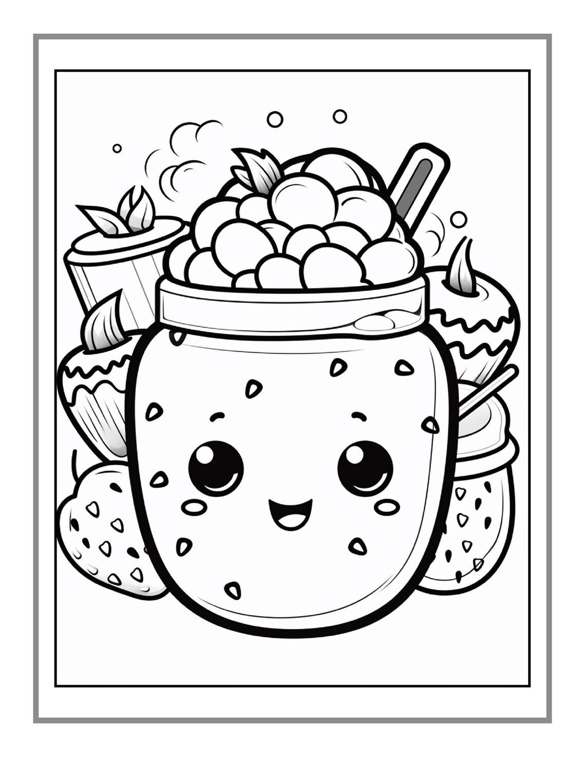 50 Pages Bold and Easy Food Coloring Book Gift for Adults Kids Men ...