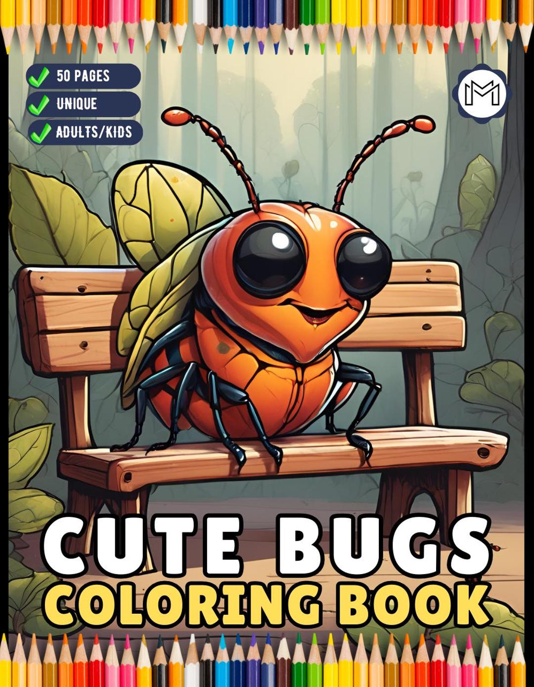 Funny Cute Bugs and Insects Coloring Book for Adults Men Women Kids ...