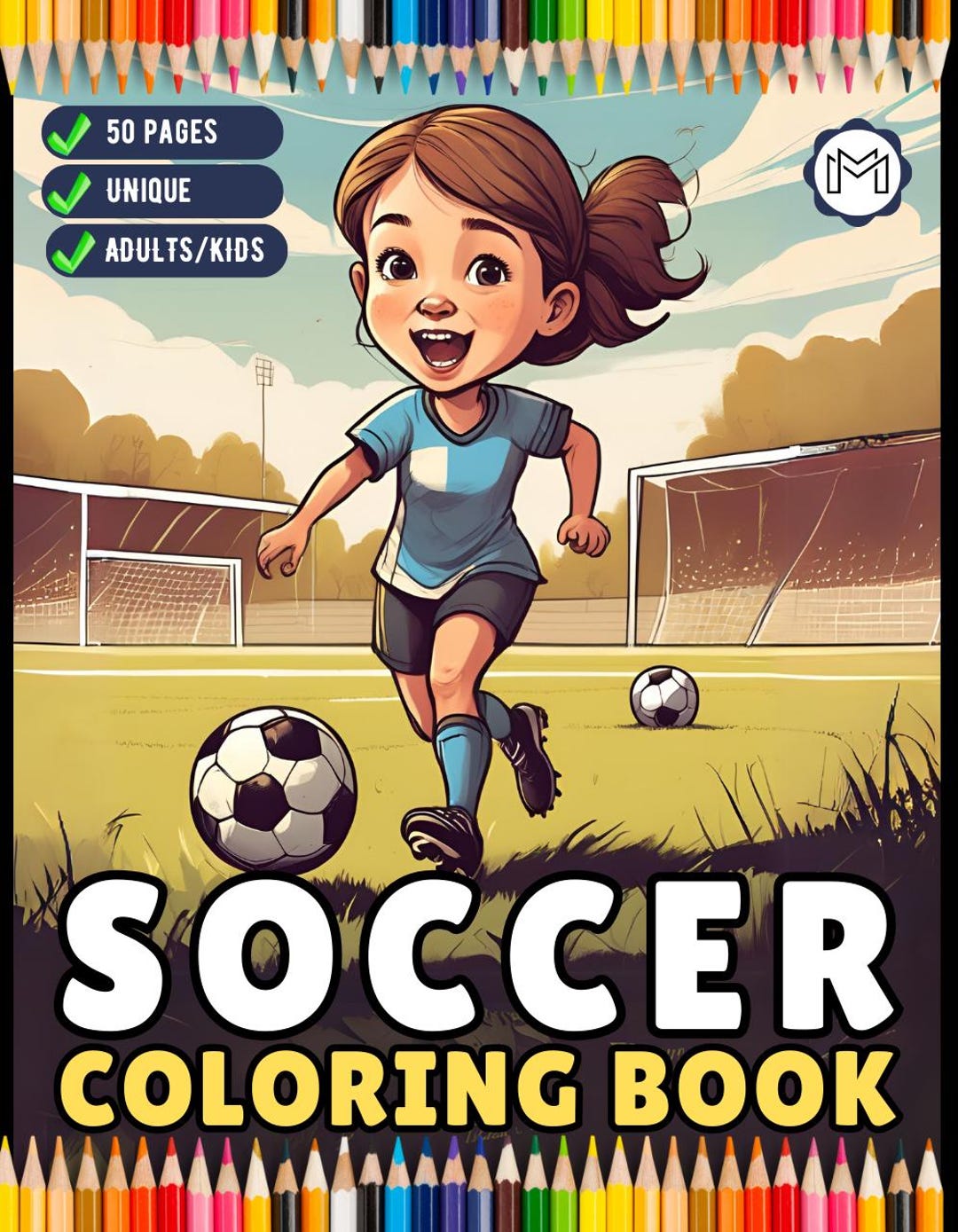 50 Pages Soccer Football Player Coloring Book Holiday Birthday Gift for ...