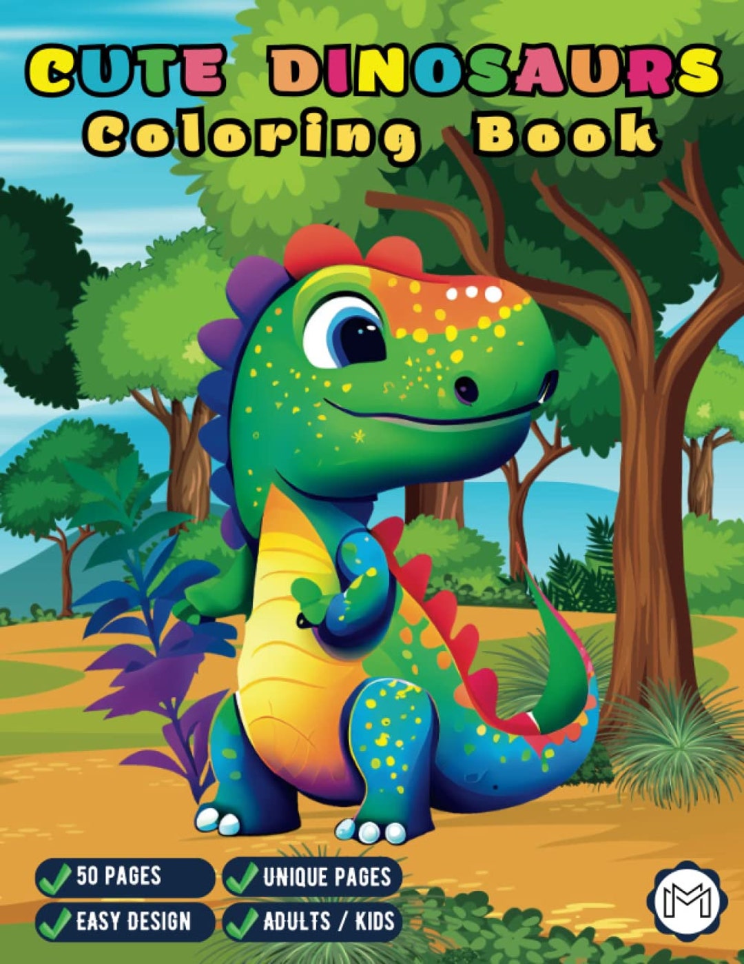 Dino Coloring Book Gift 50 Pages Dinosaur Activity Coloring Book Cute ...