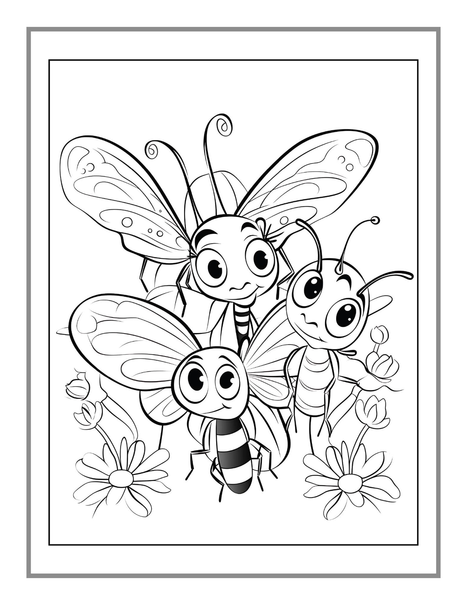 50 Pages Funny Cute Bugs and Insects Coloring Book for Adults Men Women ...
