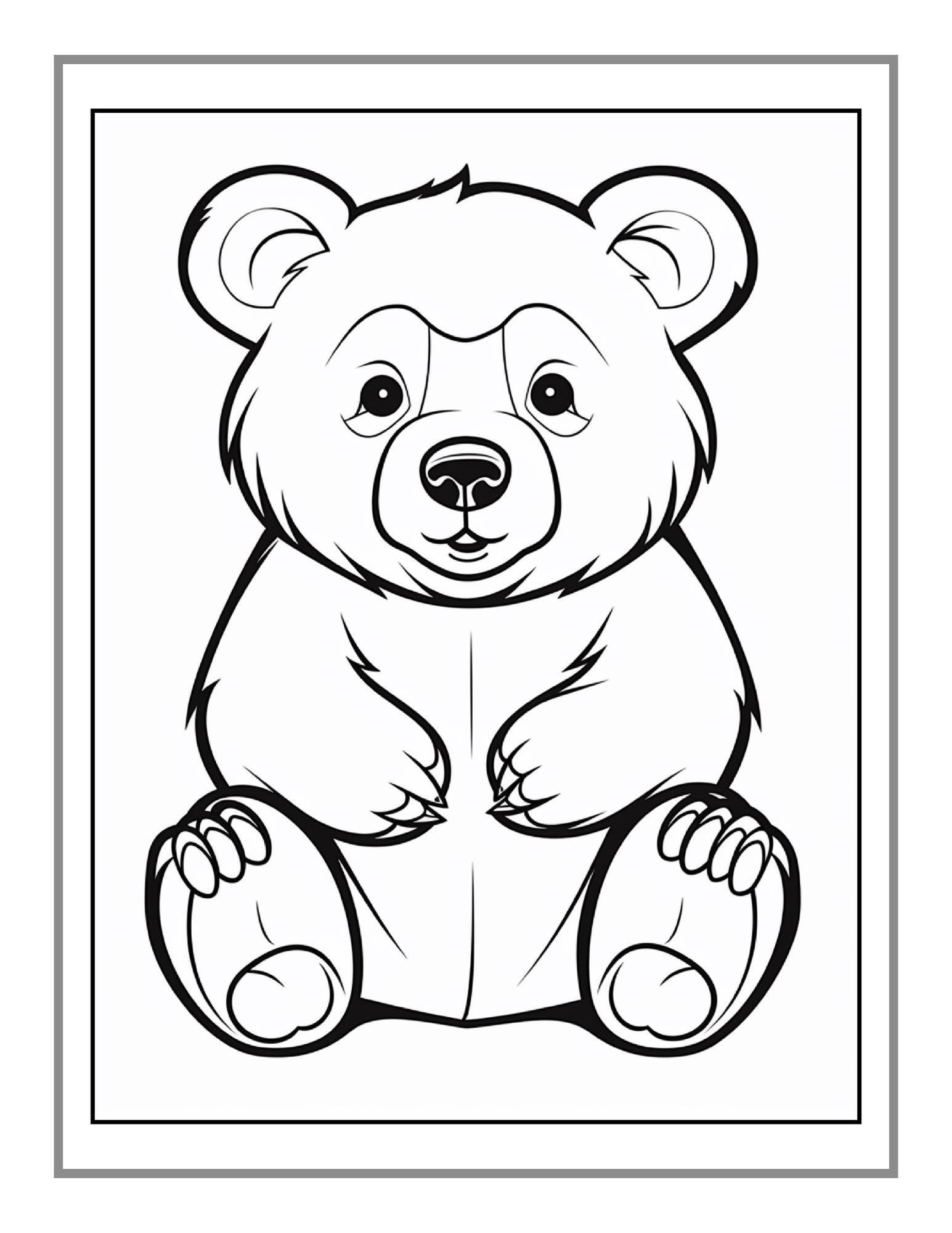 50 Pages Cute Teddy Bear Coloring Book Gift for Adults Kids Men Women ...