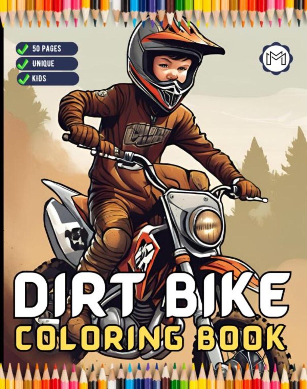 50 Pages Dirt Bike Motorcycle Coloring Book Gift for Adults Men Women ...