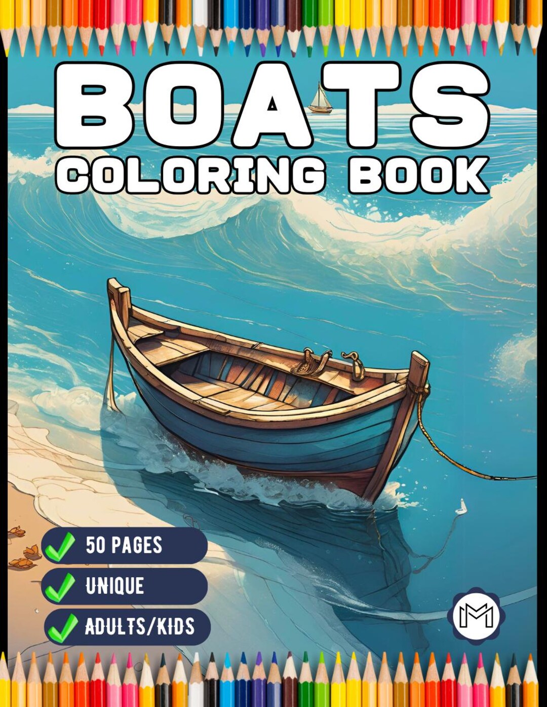 50 Pages Fishing Boat Coloring Book Gift for Adults Kids Men Women Boys ...