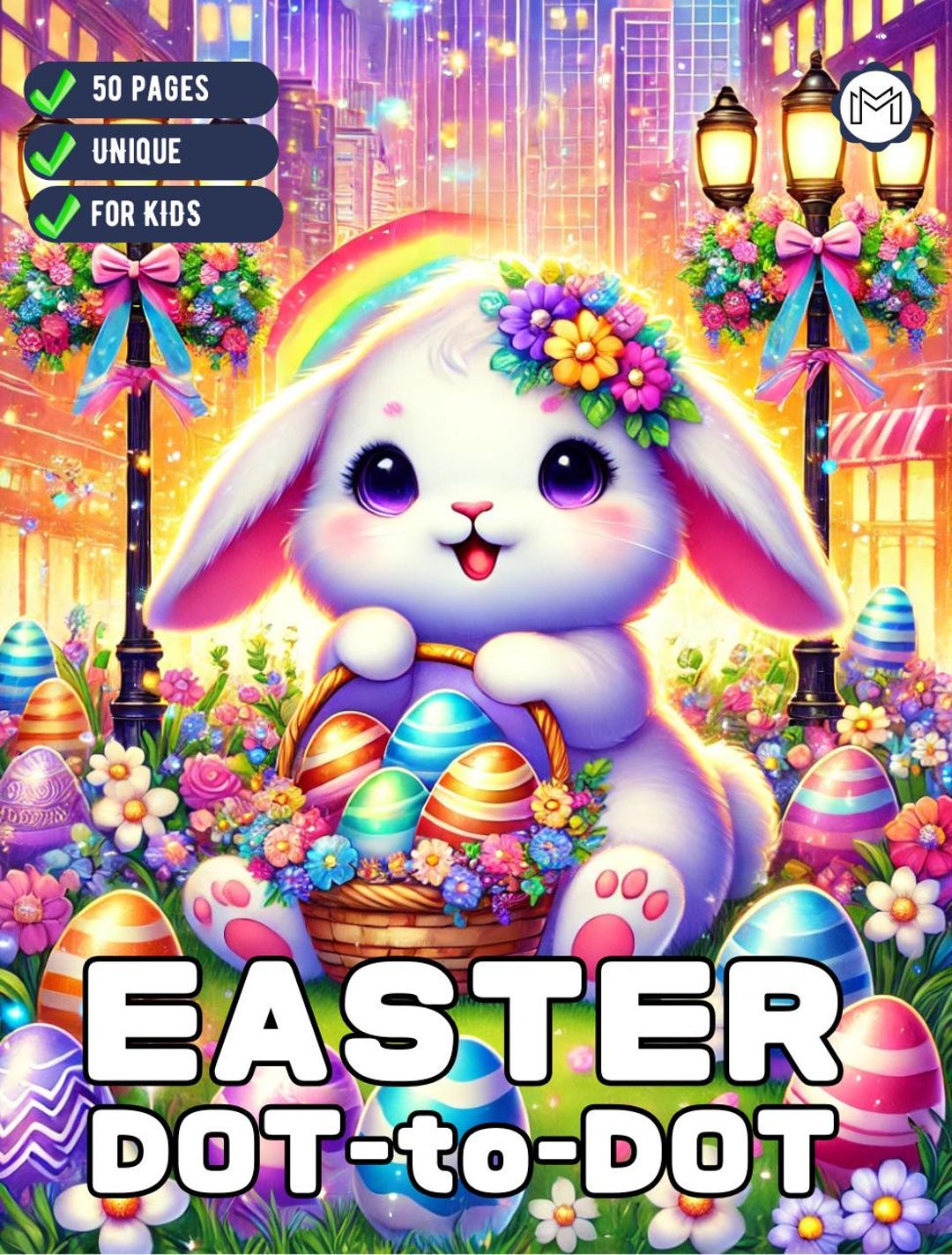 50 Pages Easter Bunny Rabbit and Eggs Dot to Dot Activity Coloring Book ...