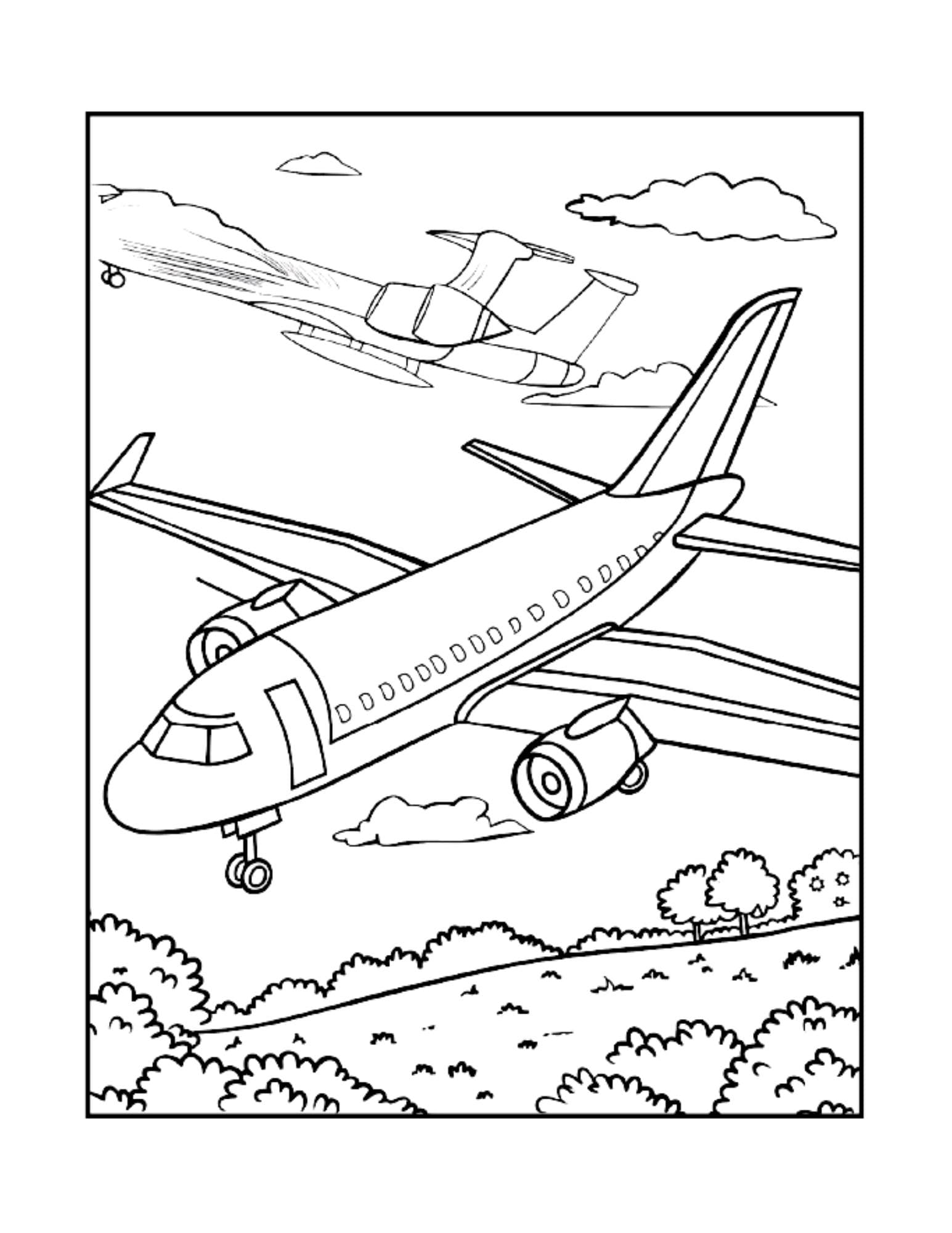 50 Pages Cute Airplane Coloring Book Gift for Kids Boys Girls Teens ...