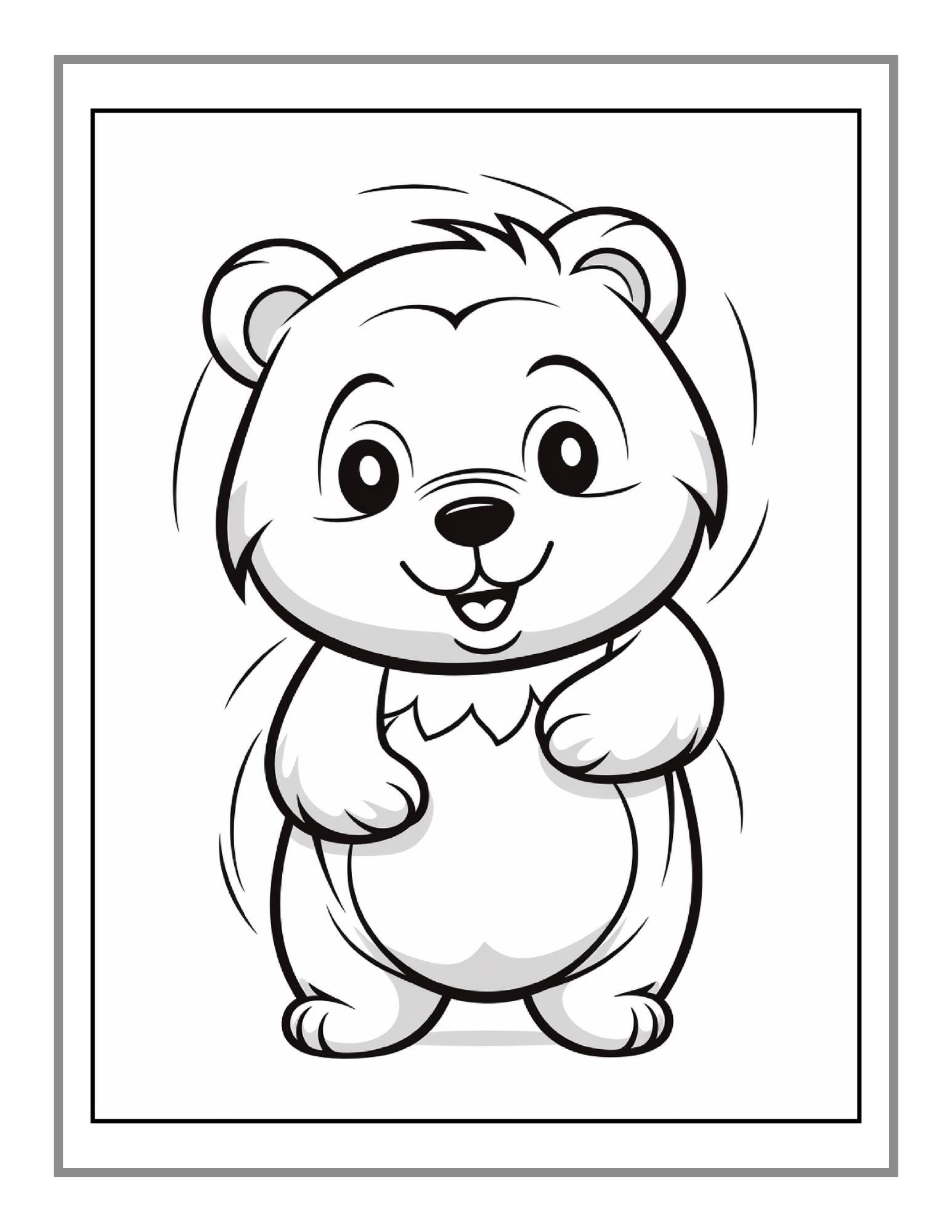 50 Pages Cute Teddy Bear Coloring Book Gift for Adults Kids Men Women ...