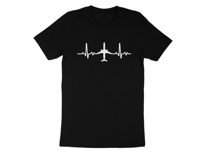 Airplane Airliner Plane Pilot Heartbeat Design Aviation Gift T-shirt ...