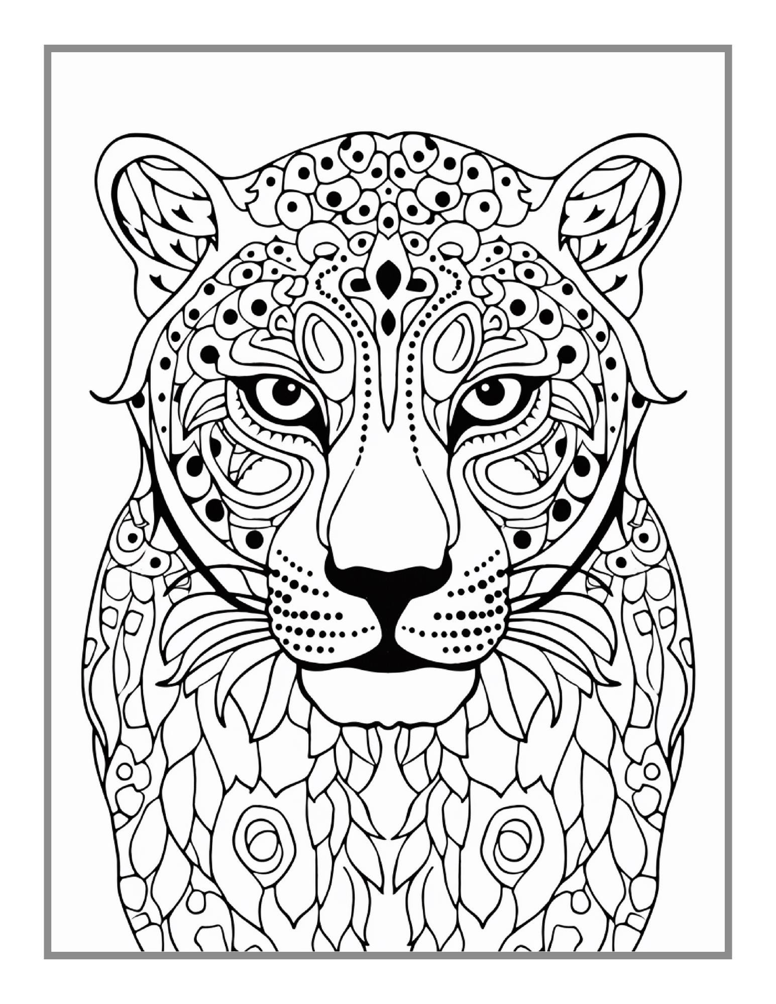 50 Pages Bold and Easy Leopard Animal Mandala Coloring Book Gift for ...
