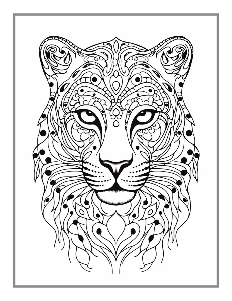 50 Pages Bold and Easy Leopard Animal Mandala Coloring Book Gift for ...