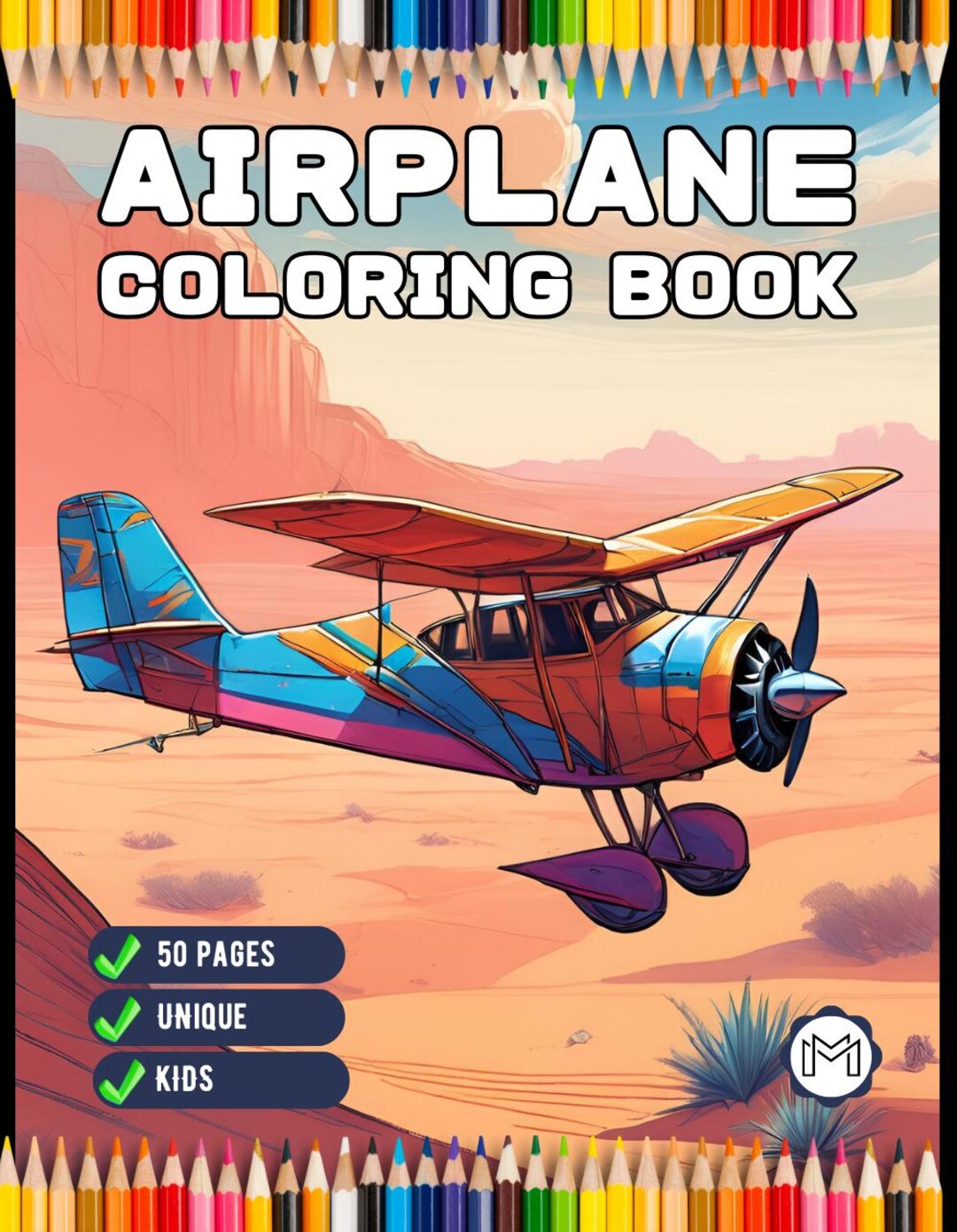 Cute Airplane Coloring Book Gift for Kids Boys Girls Teens Youth 50 ...