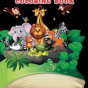 Happy Wild Animals Coloring Book for Kids Adults Zoo Animal Coloring ...