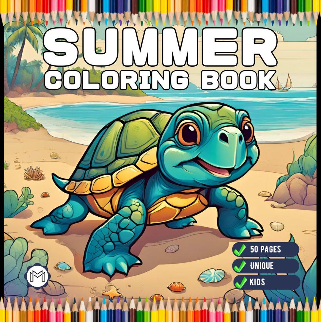 Kawaii Summer Coloring Book Gift for Kids Boys Girls Teens Youth 50 ...