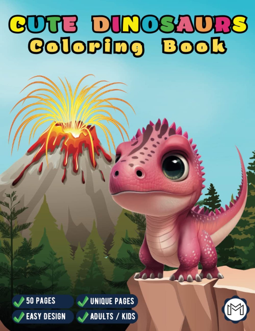 Dino Coloring Book Gift 50 Pages Dinosaur Activity Coloring Book Cute ...