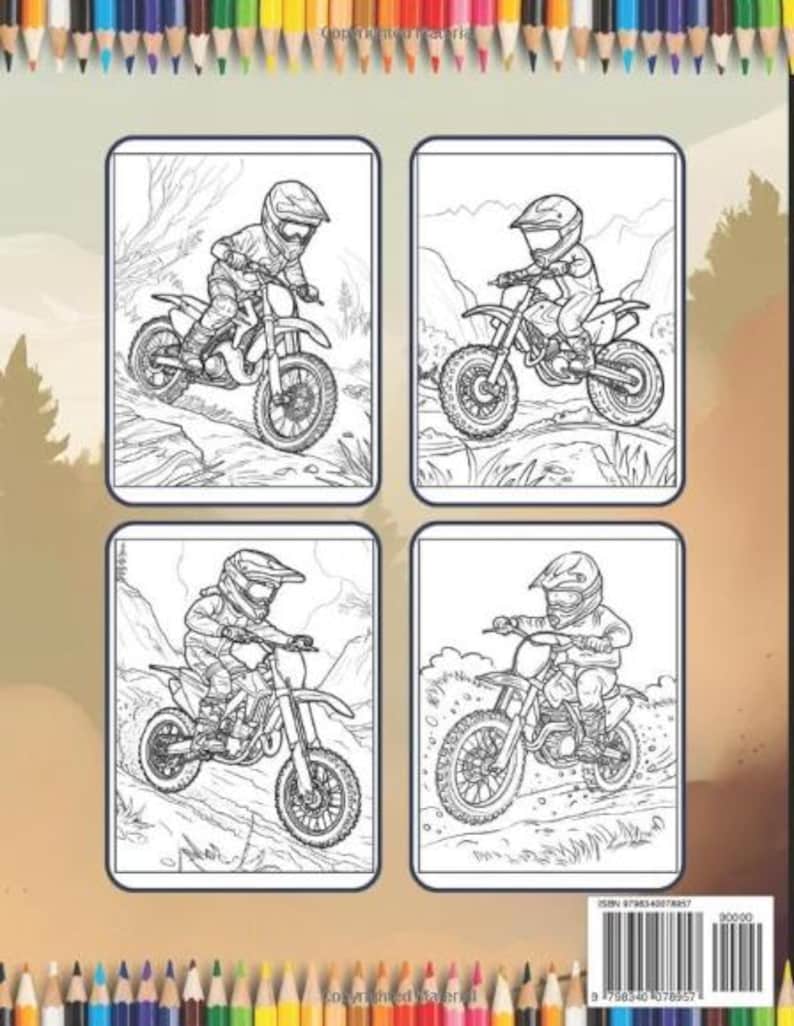 50 Pages Dirt Bike Motorcycle Coloring Book Gift for Adults Men Women ...