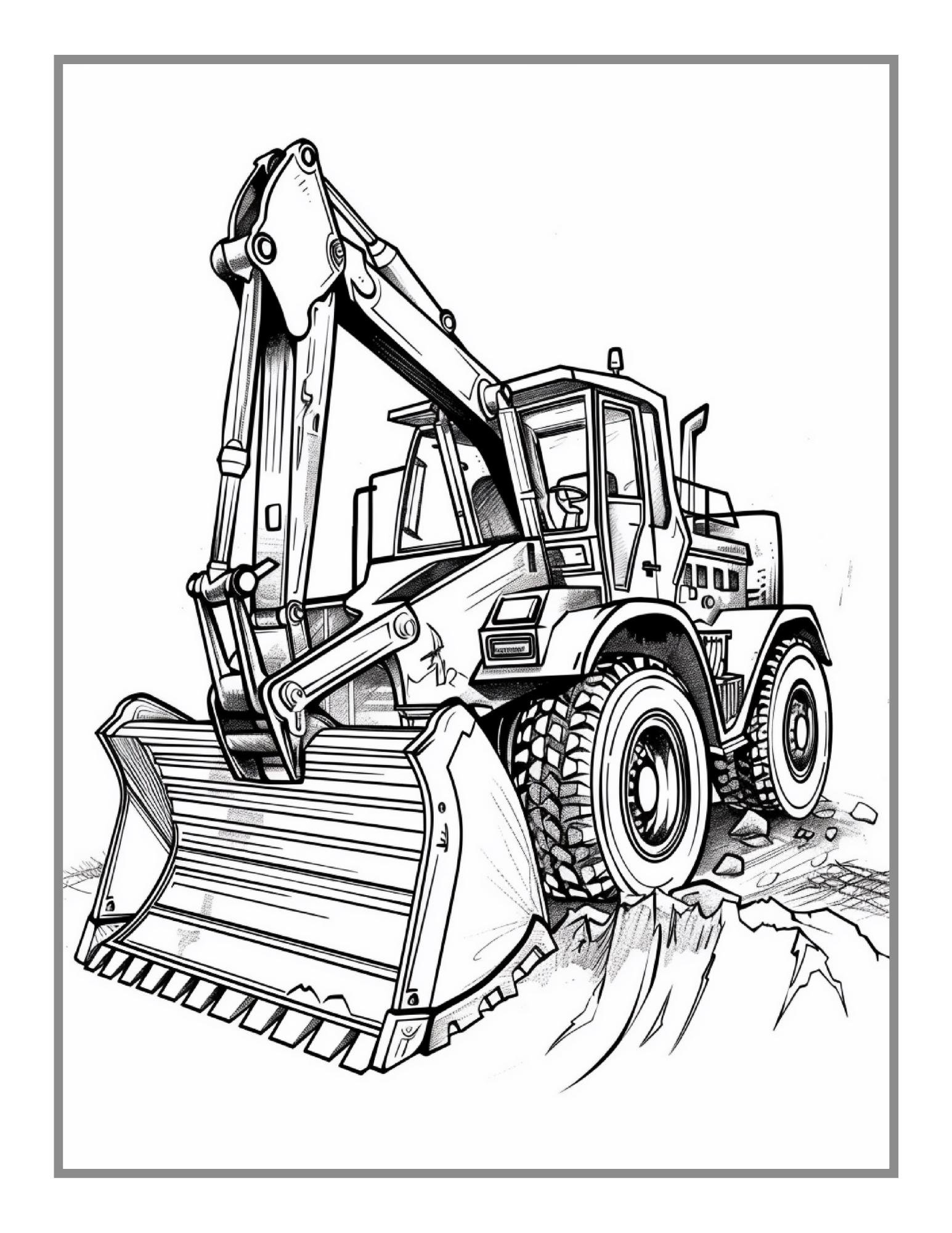 50 Pages Construction Vehicle Coloring Book Gift for Men Women Adults ...