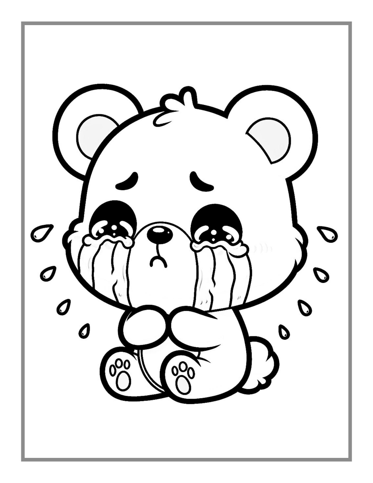 50 Pages Cute Teddy Bear Coloring Book Gift for Adults Kids Men Women ...