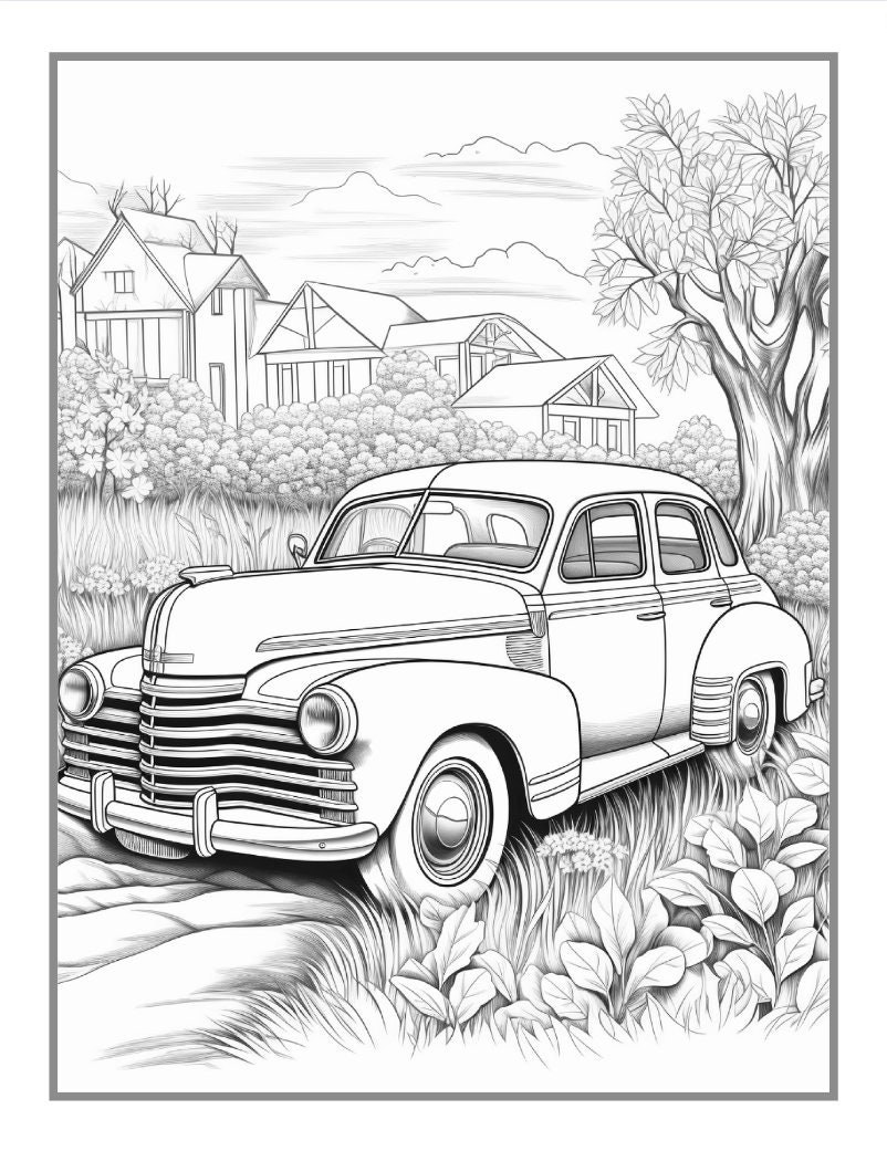Vintage Old Classic Car Coloring Book for Adults and Kids 50 Pages ...