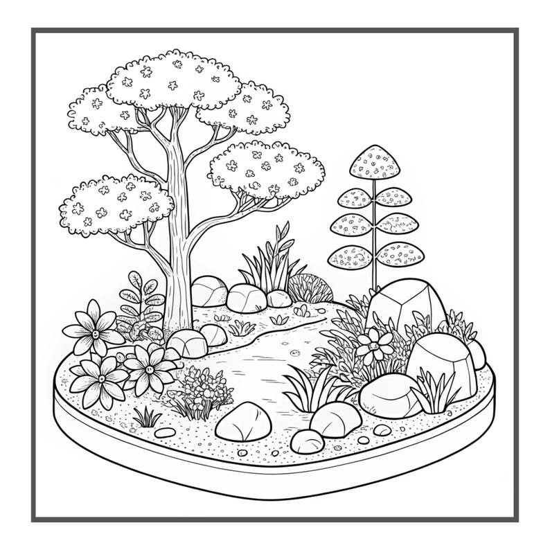 50 Pages Cute Kawaii Garden Coloring Book Gift for Adults Kids Men ...