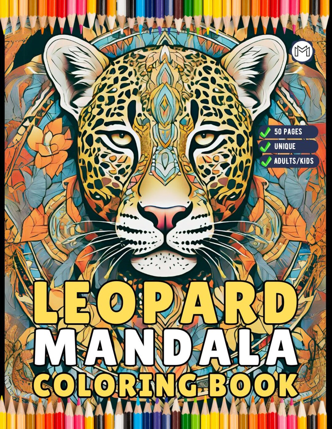 50 Pages Bold and Easy Leopard Animal Mandala Coloring Book Gift for ...