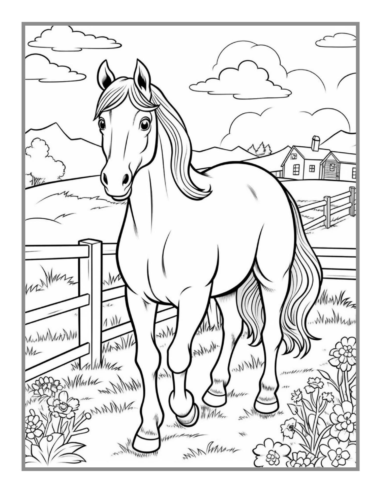 50 Pages Horse Coloring Book Gift for Adults Kids Men Women Kids Boys ...