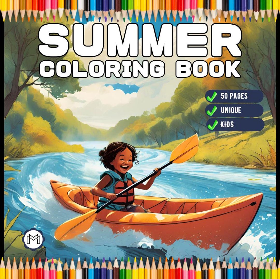 Cool Summer Coloring Book Gift for Kids Boys Girls Teens Youth 50 Pages ...