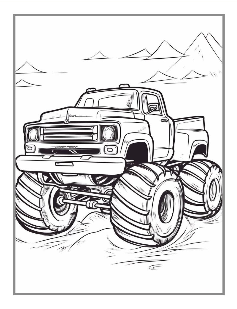 Monster Truck Coloring Book for Kids Children and Adults 50 Pages ...