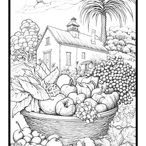 Fruit Coloring Book for Adults Kids Boys Girls 50 Pages Tropical Fruits ...