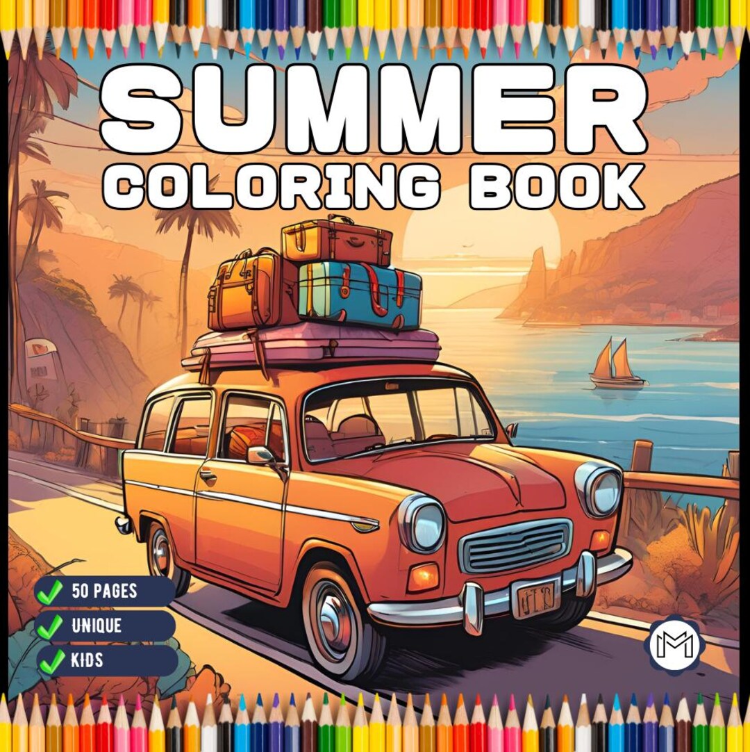 50 Pages Kawaii Summer Coloring Book Gift for Kids Boys Girls Teens ...