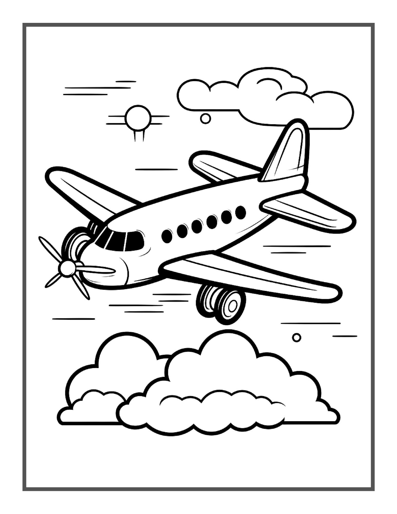 50 Pages Cute Airplane Coloring Book Gift for Kids Boys Girls Teens ...