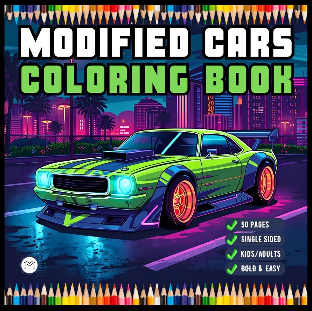 Modified Cars Coloring Book for Adults Men Women Kids Boys Girls Teens ...