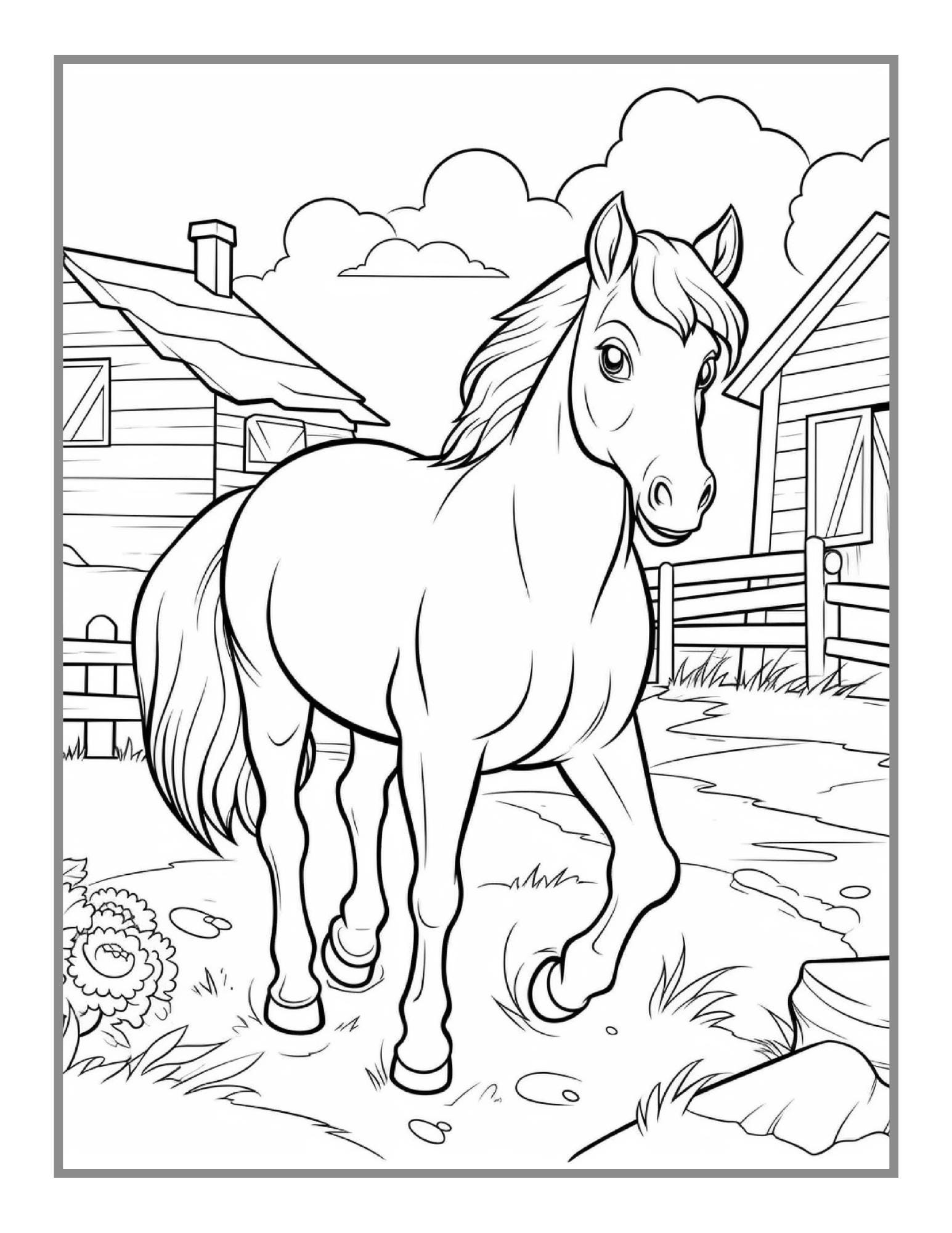 50 Pages Horse Coloring Book Gift for Adults Kids Men Women Kids Boys ...