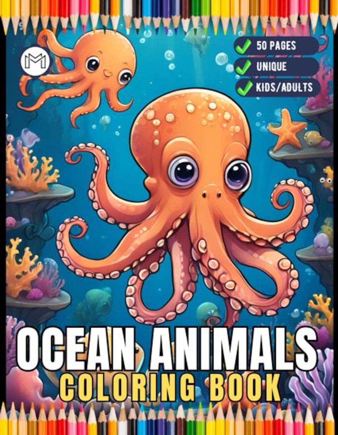 Ocean Animals Cute Deep Sea Creatures Fish Coloring Book Gift for ...