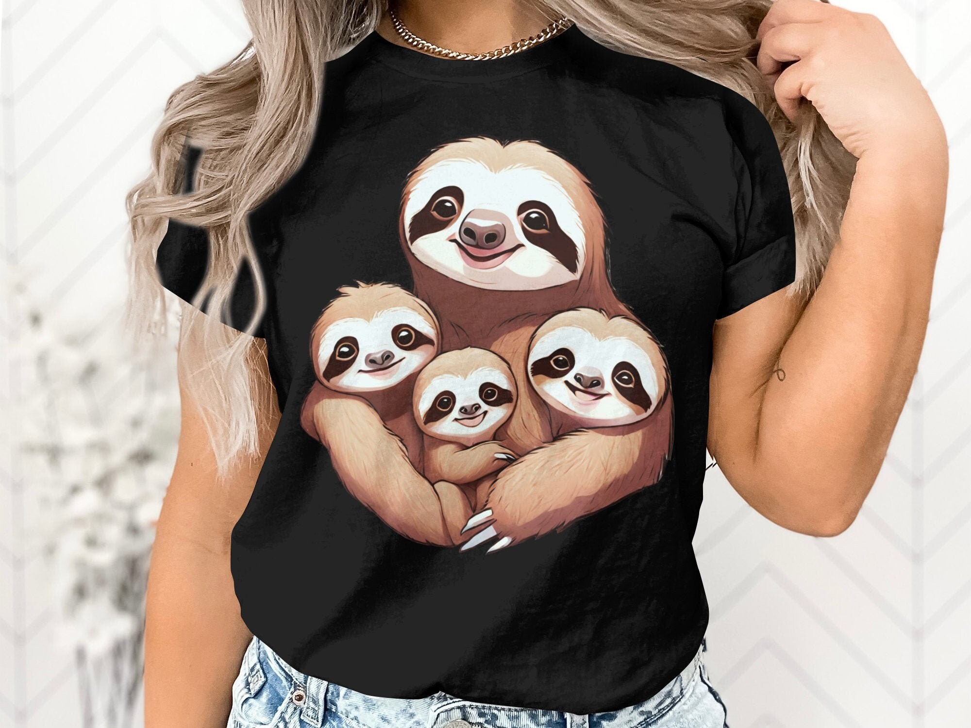 Cute Mama Sloth and Baby Family Mom Mother Gift Women Wife T-shirt Mom ...