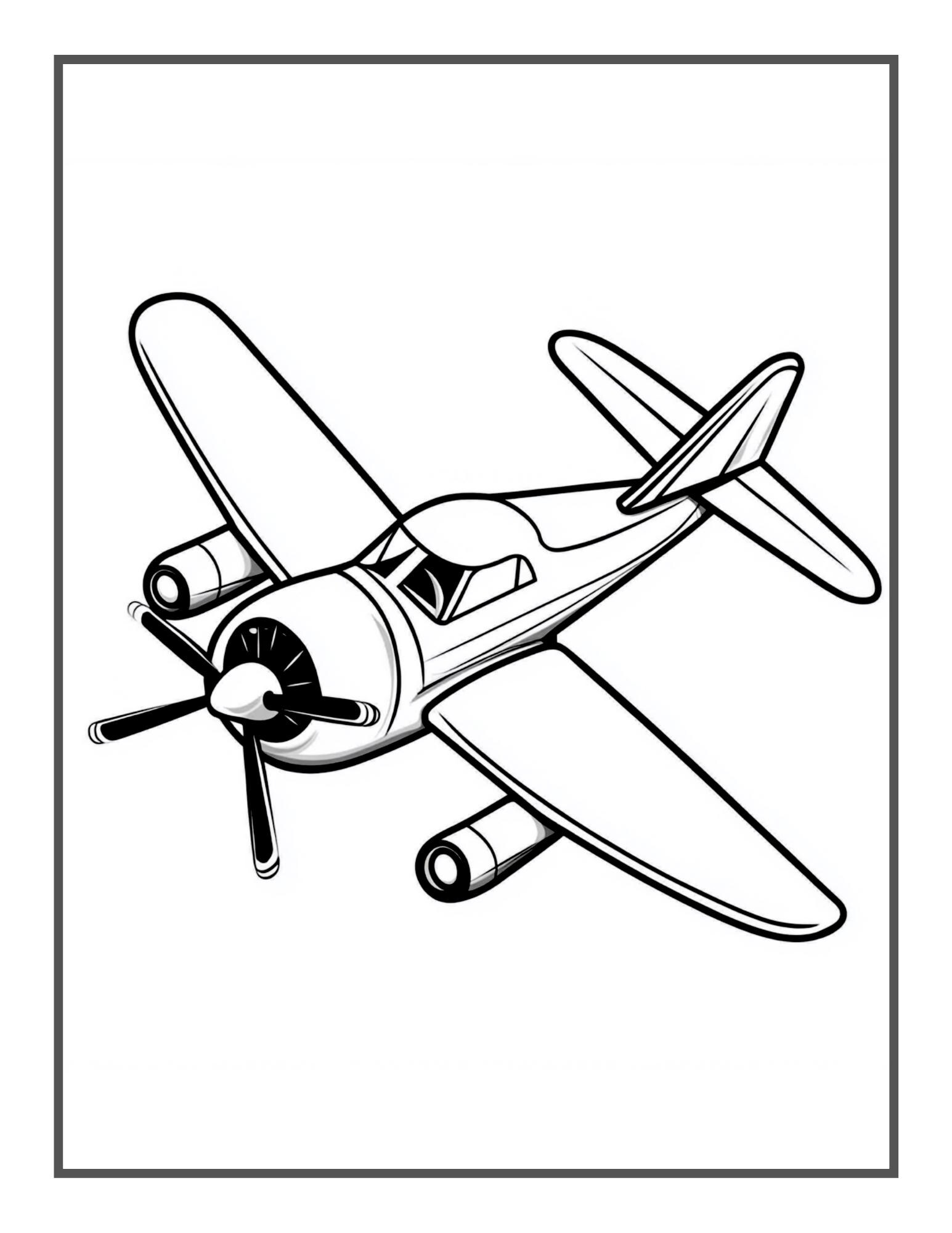 50 Pages Cute Airplane Coloring Book Gift for Kids Boys Girls Teens ...